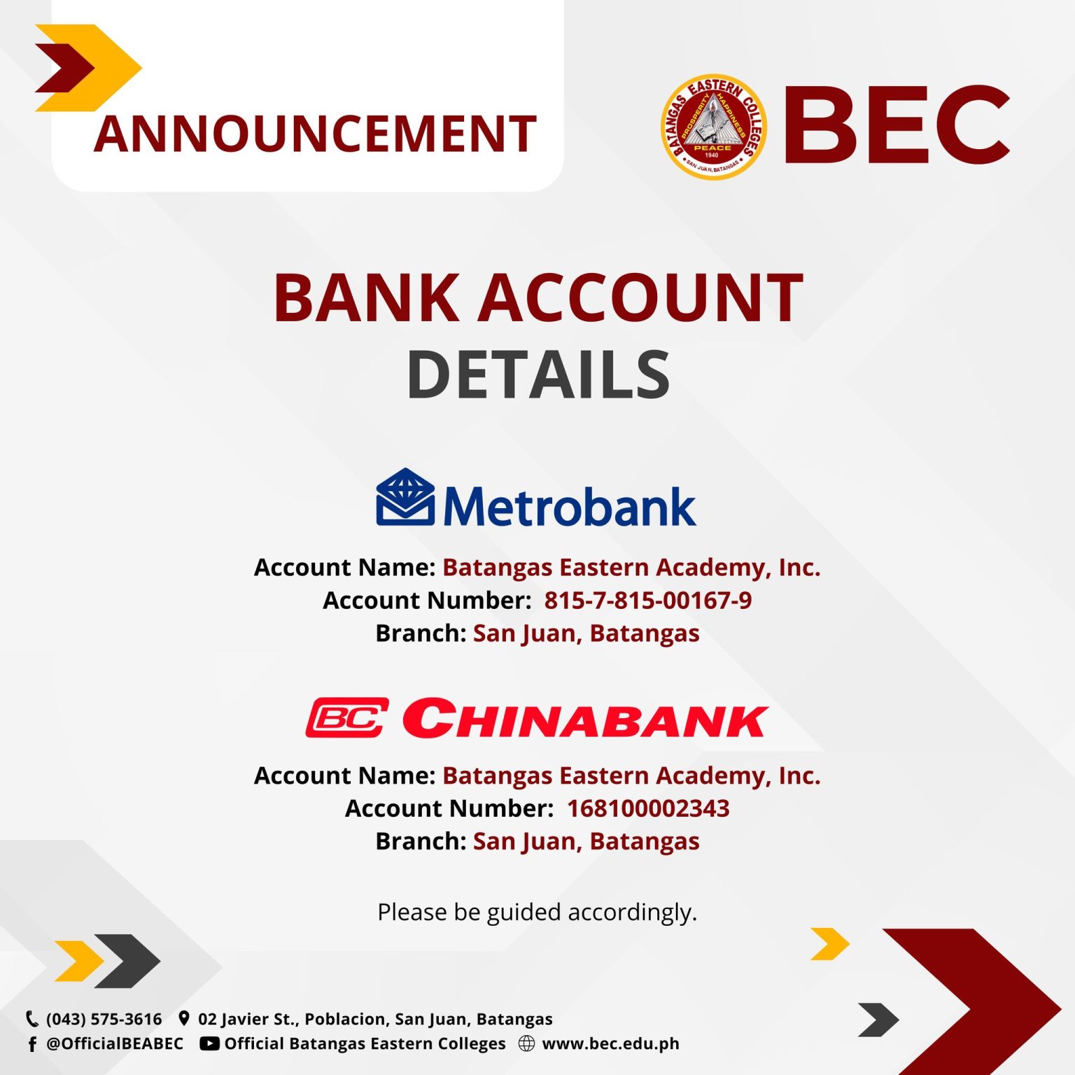 ONLINE Payment Transaction - MADE EASY! - Batangas Eastern Colleges