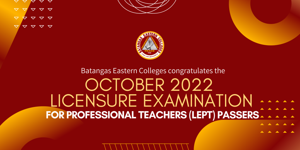 October 2022 Licensure Examination for Professional Teachers (LEPT) Passers