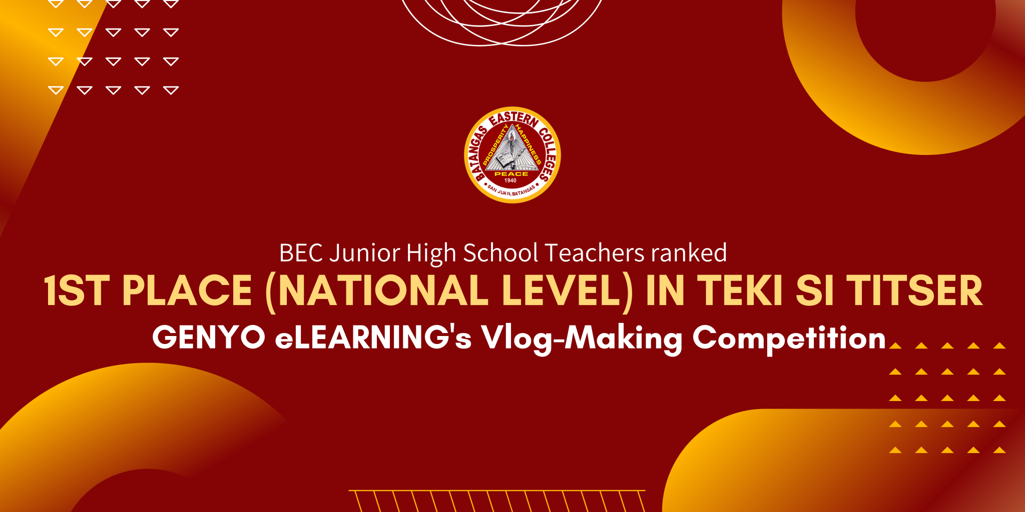 BEC Junior High School (JHS) Teachers Ranked 1st Place at the National ...