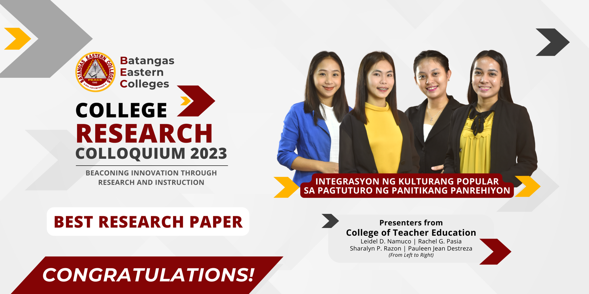 College Research Colloquium 2023 - Batangas Eastern Colleges