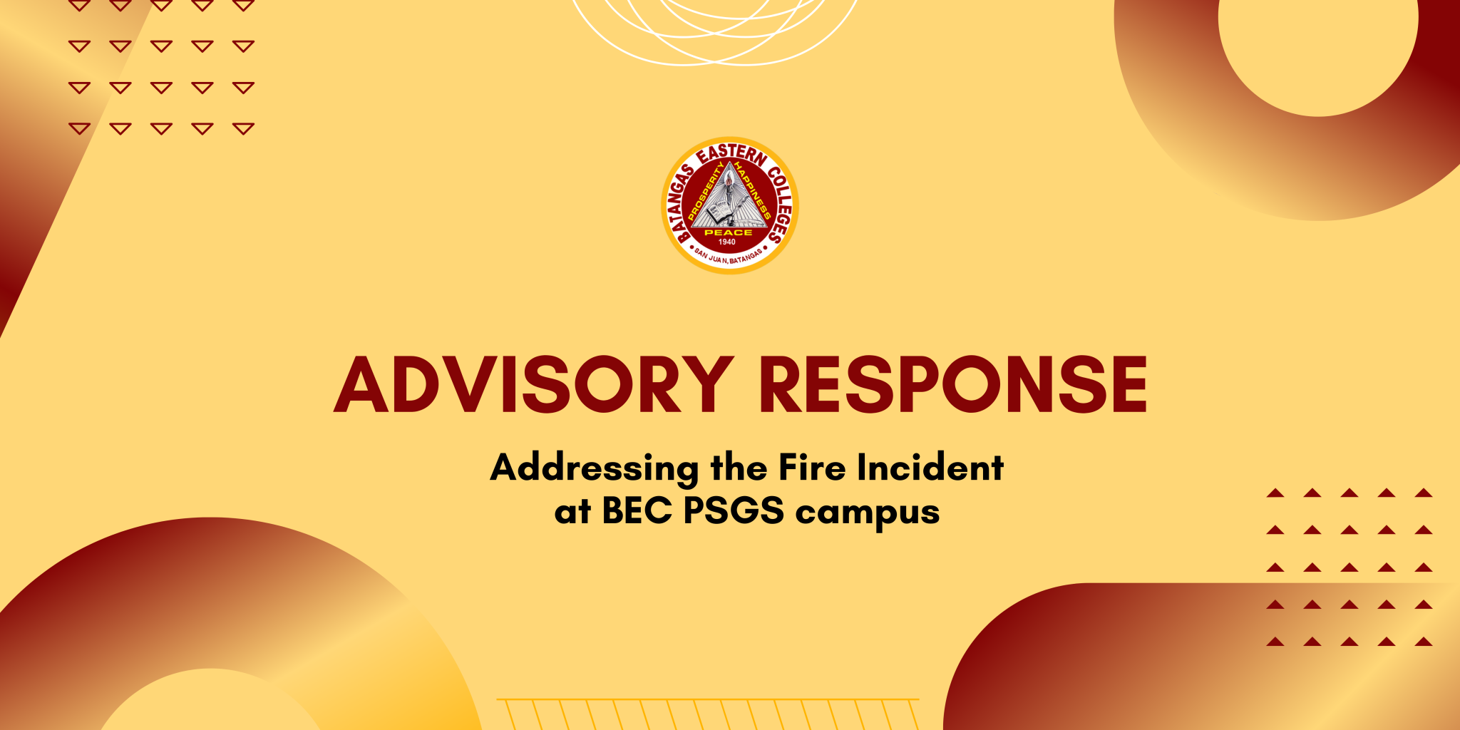 BEC Advisory Response | Addressing the Fire Incident at BEC PSGS campus